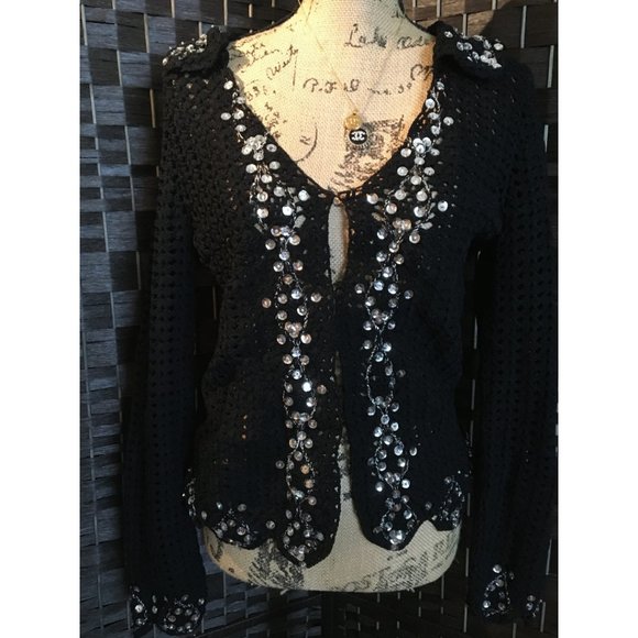 Sweaters | Crochet Knit Cardigan Sweater Beaded Pattern | Poshmark